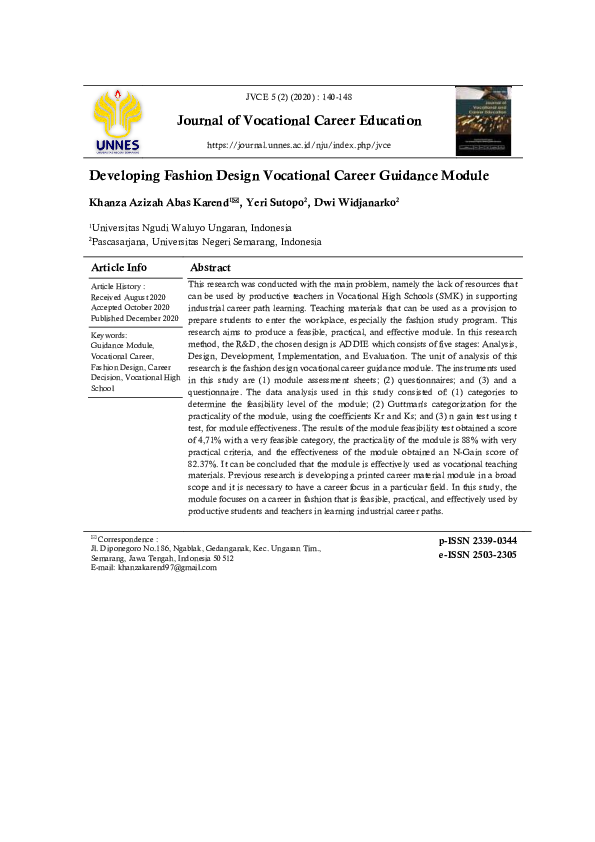 (PDF) Developing Fashion Design Vocational Career Guidance Module