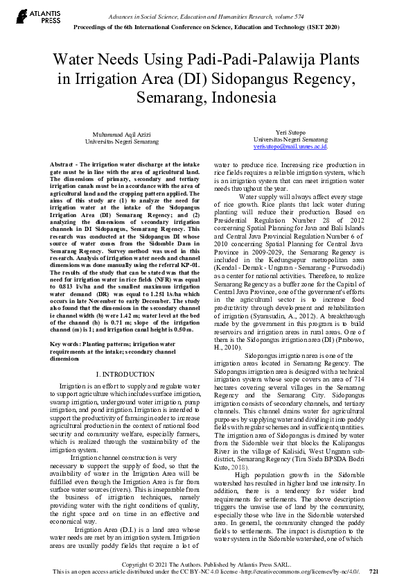 (PDF) Water Needs Using Padi-Padi-Palawija Plants in Irrigation Area ...