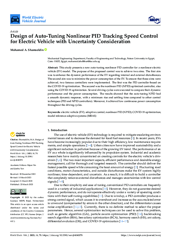 (PDF) Design of Auto-Tuning Nonlinear PID Tracking Speed Control for ...