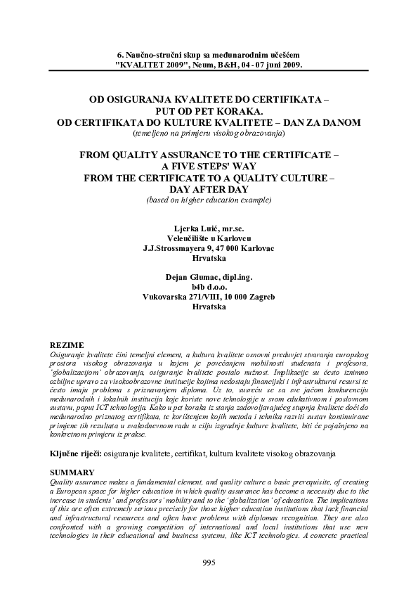 (PDF) From Quality Assurance to the Certificate – A Five Steps' Way ...