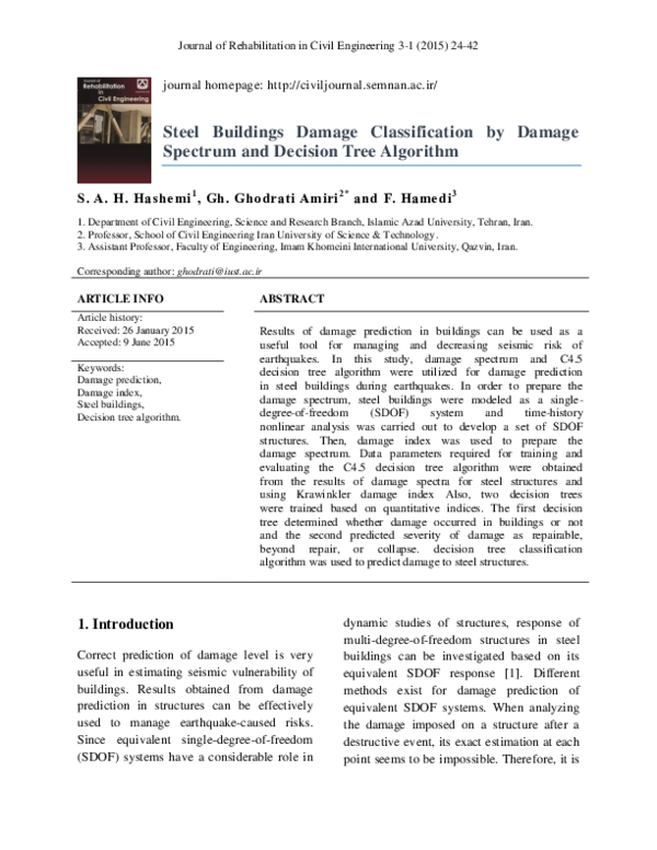 (PDF) Steel Buildings Damage Classification by Damage Spectrum and ...