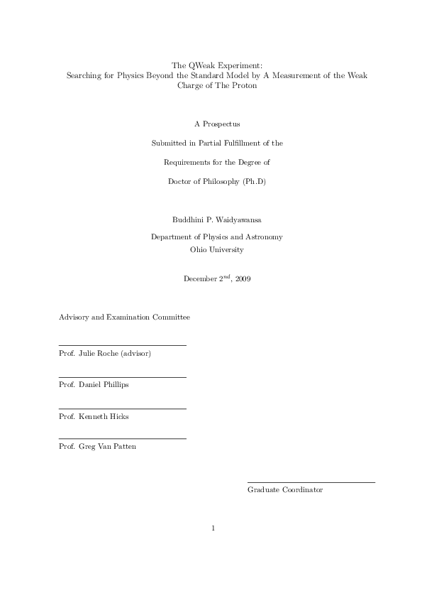 (PDF) The Qweak Experiment: Searching for physics beyond the standard ...