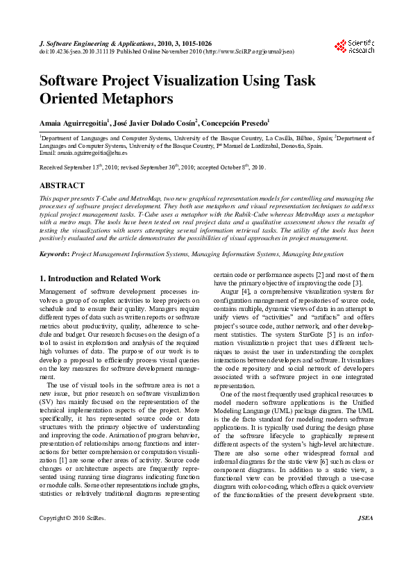 (PDF) Software Project Visualization Using Task Oriented Metaphors