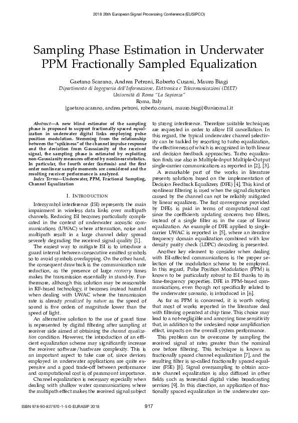 (PDF) Sampling Phase Estimation in Underwater PPM Fractionally Sampled Equalization