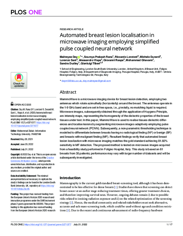 (PDF) Automated breast lesion localisation in microwave imaging employing simplified pulse ...