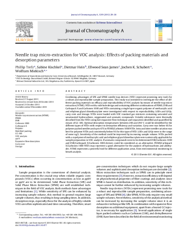 (PDF) Optimizing Needle Trap Micro-Extraction for VOCs