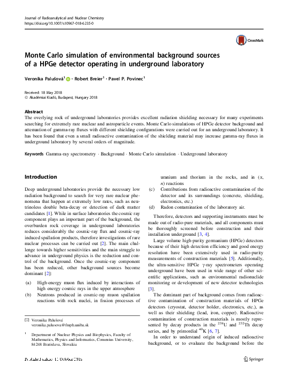 (PDF) Monte Carlo simulation of environmental background sources of a HPGe detector operating in ...