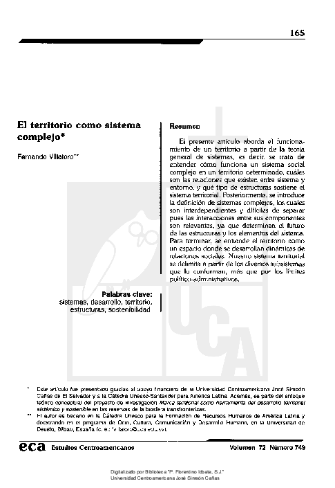(PDF) El territorio como sistema complejo