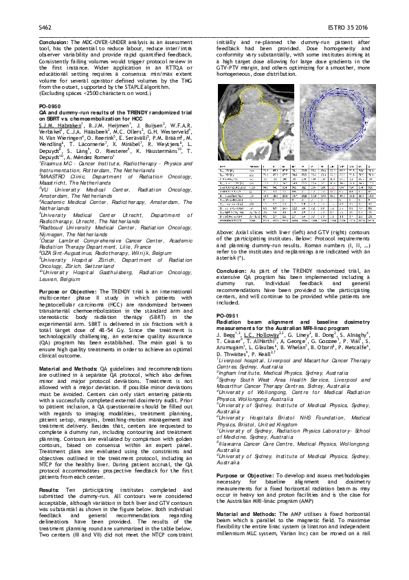 (PDF) PO-0951: Radiation beam alignment and baseline dosimetry measurements for the Australian ...