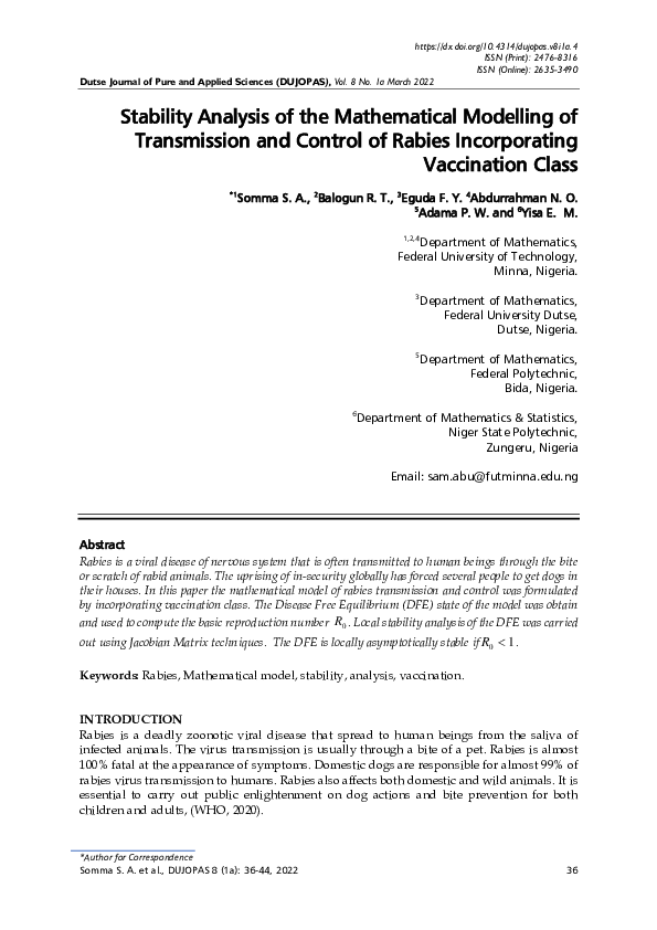 (PDF) Stability analysis of the mathematical modelling of transmission ...