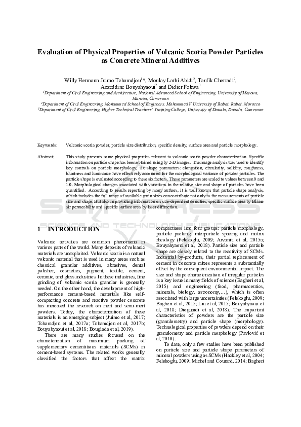 (PDF) Evaluation of Physical Properties of Volcanic Scoria Powder ...