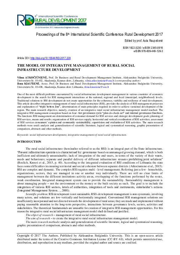 (PDF) The Model of Integrative Management of Rural Social ...