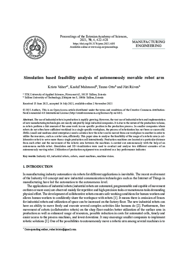 (PDF) Simulation based feasibility analysis of autonomously movable robot arm