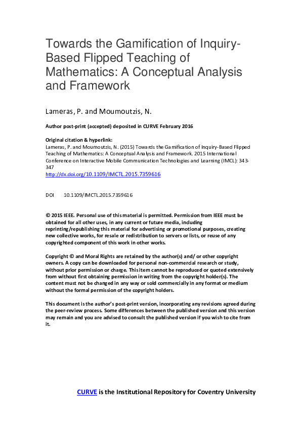 (PDF) Towards the gamification of inquiry-based flipped teaching of ...