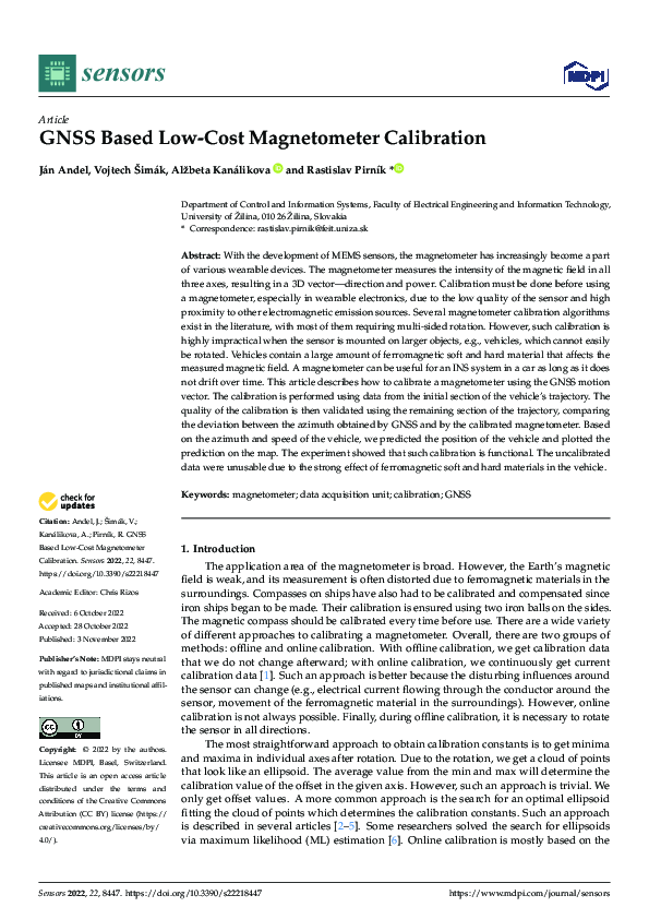 Pdf Gnss Based Low Cost Magnetometer Calibration