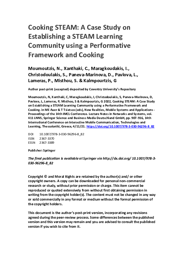 (PDF) Cooking STEAM: A Case Study on Establishing a STEAM Learning ...