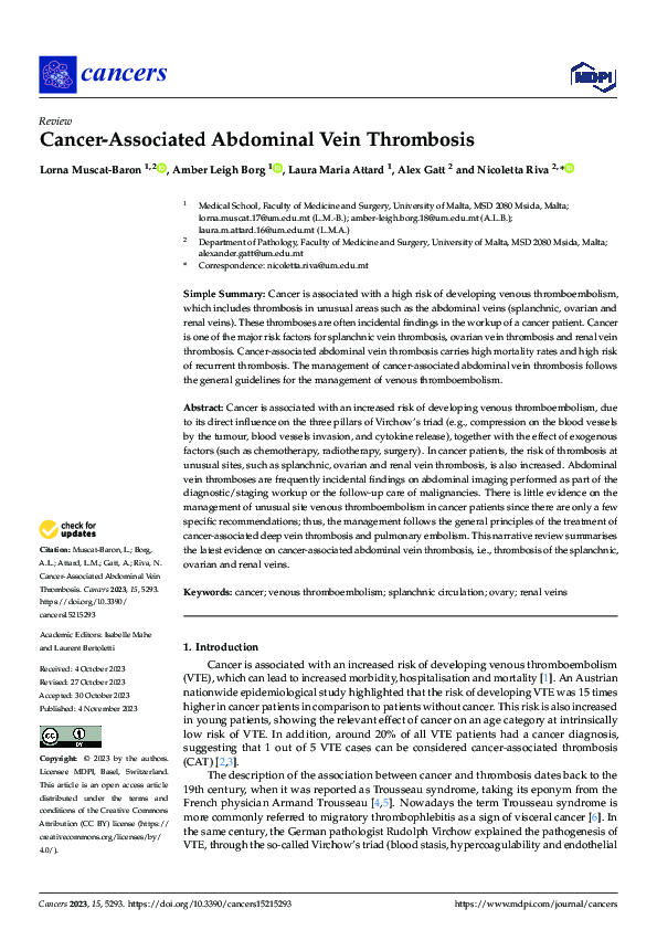 (PDF) Cancer-Associated Abdominal Vein Thrombosis