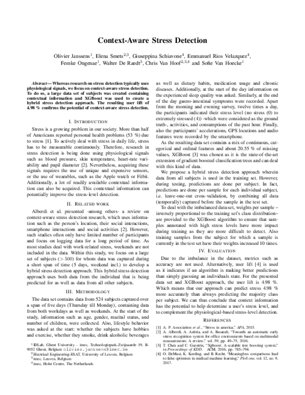 Pdf Context Aware Stress Detection