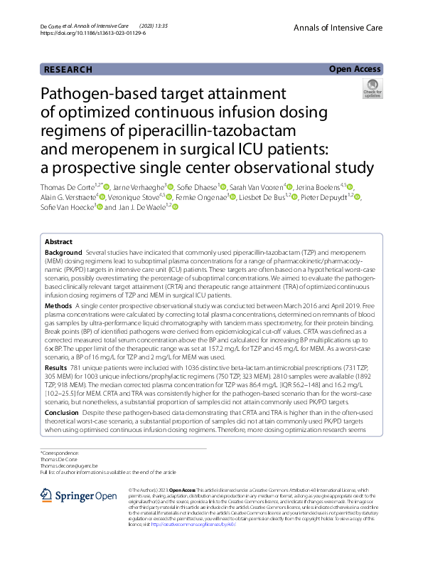 (PDF) Pathogen-based target attainment of optimized continuous infusion ...