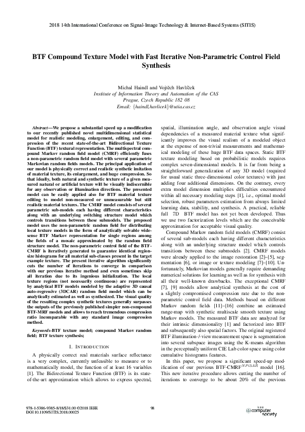 (PDF) BTF Compound Texture Model with Fast Iterative Non-parametric Control Field Synthesis