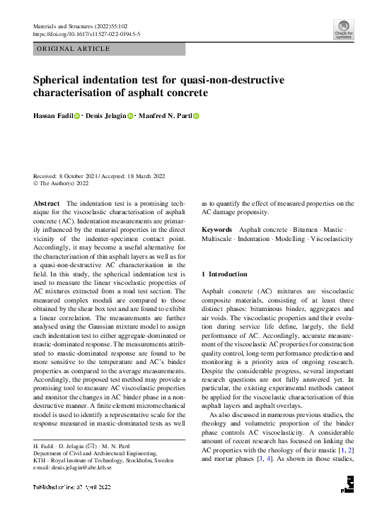 (PDF) Spherical indentation test for quasi-non-destructive ...