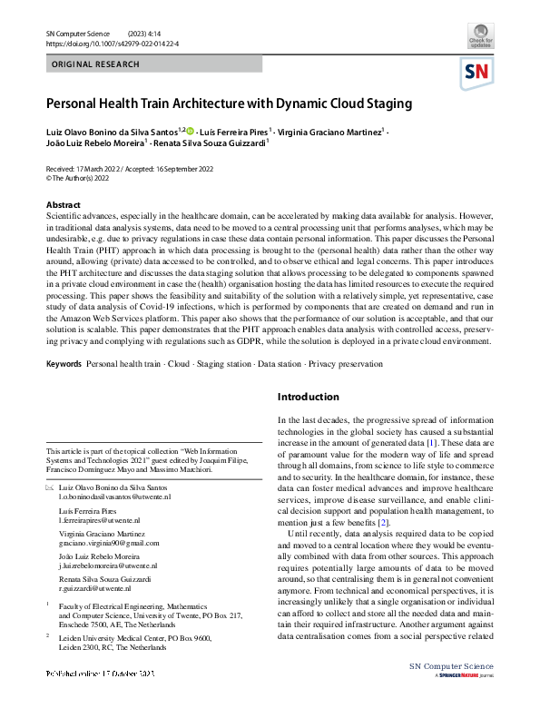 (PDF) Personal Health Train Architecture with Dynamic Cloud Staging ...
