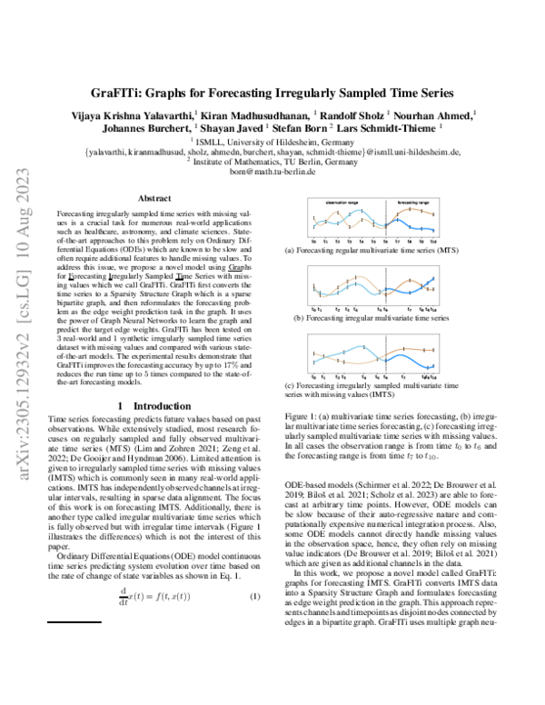 Pdf Forecasting Irregularly Sampled Time Series Using Graphs