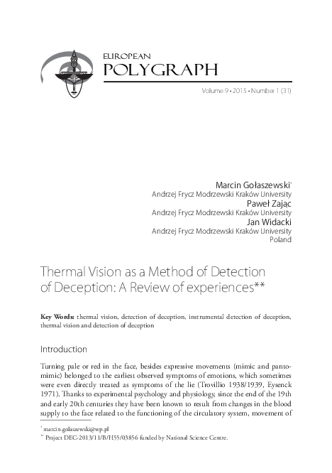 (PDF) Thermal Vision as a Method of Detection of Deception: A Review of ...