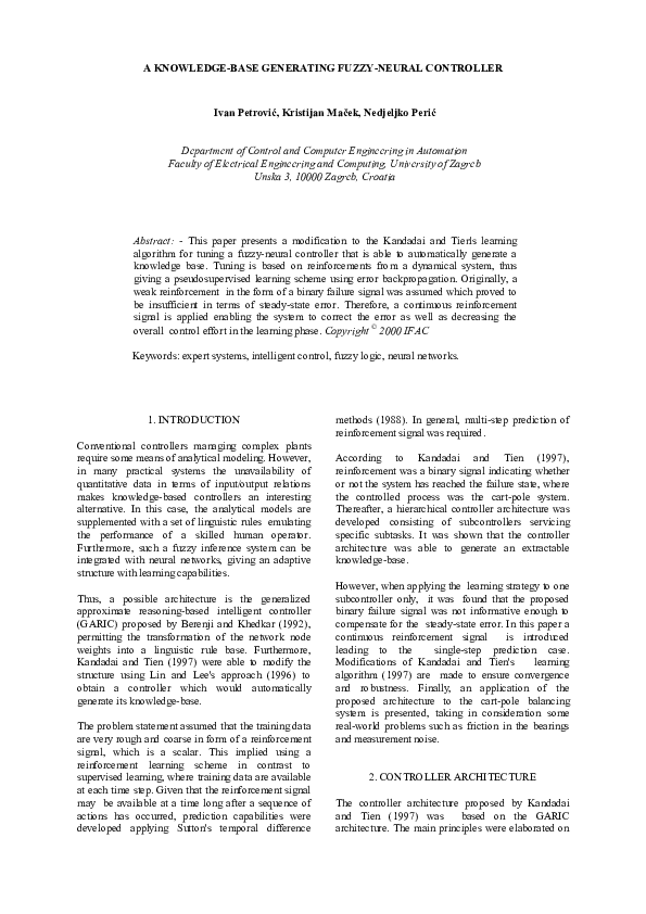 (PDF) A Knowledge-Base Generating Fuzzy-Neural Controller