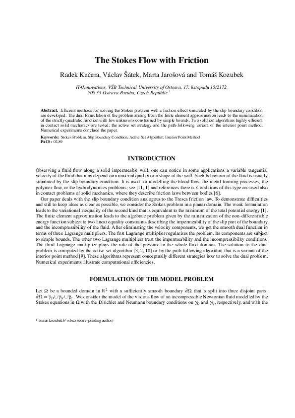 (PDF) The stokes flow with friction