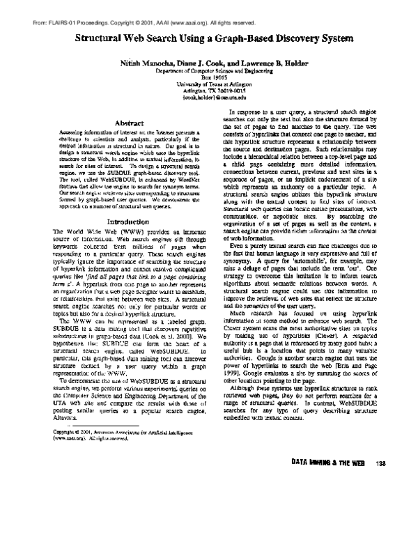 (PDF) Structural Web Search Using a Graph-Based Discovery System