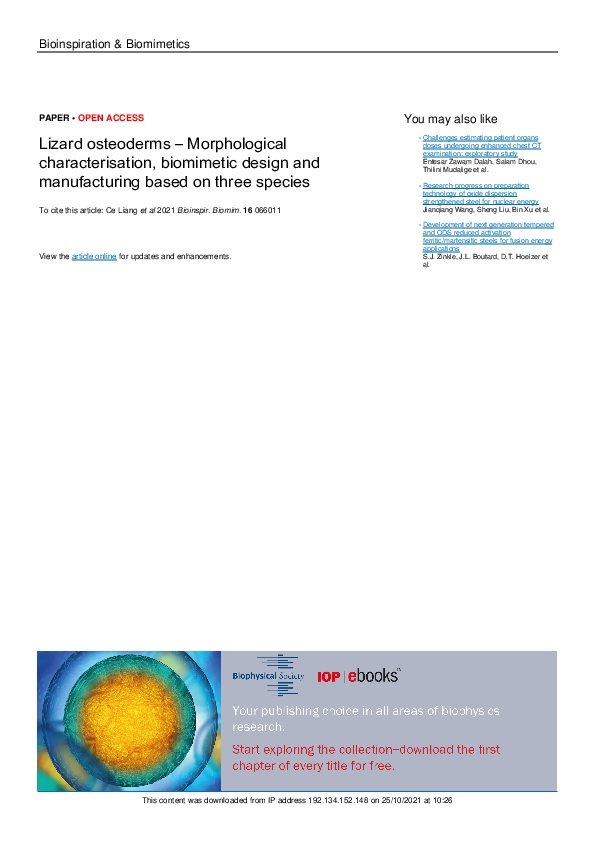 (PDF) Lizard osteoderms – Morphological characterisation, biomimetic design and manufacturing ...