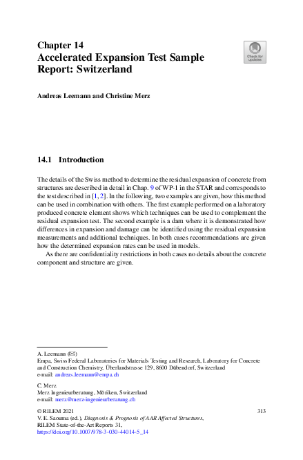 (PDF) Accelerated Expansion Test Sample Report: Switzerland