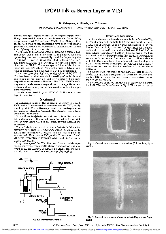 (PDF) LPCVD TiN as Barrier Layer in VLSI