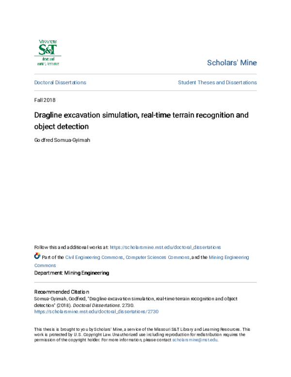 (PDF) Dragline excavation simulation, real-time terrain recognition and object detection ...