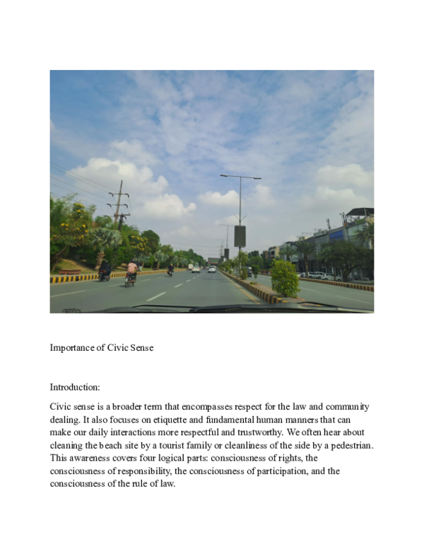 (PDF) Importance of Civic Sense