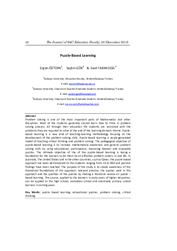 (PDF) Puzzle-Based Learning