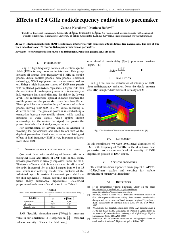 (PDF) Effects of 2.4 GHz radiofrequency radiation to pacemaker