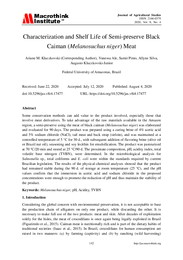 (PDF) Characterization and Shelf Life of Semi-preserve Black Caiman ...