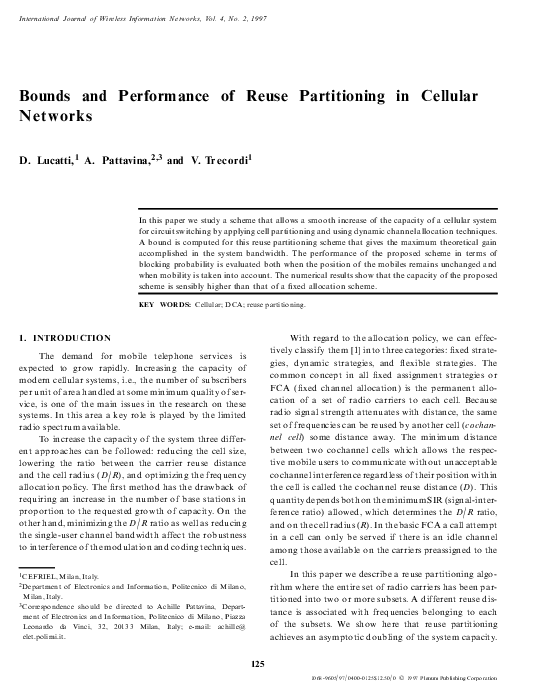 (PDF) Bounds and performance of reuse partitioning in cellular networks
