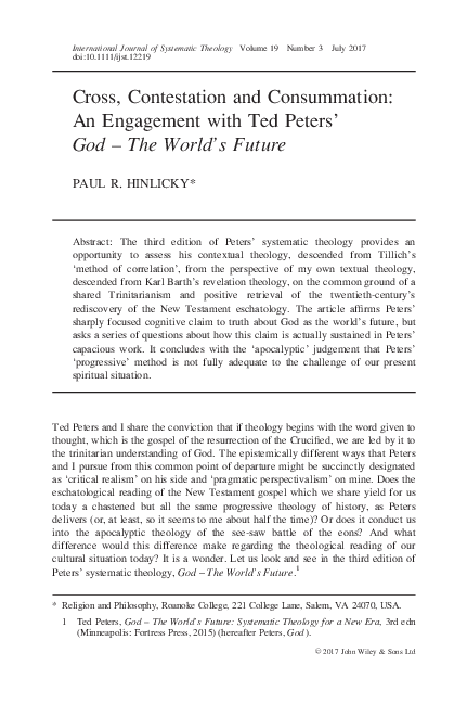 (PDF) Cross, Contestation and Consummation: An Engagement with Ted ...