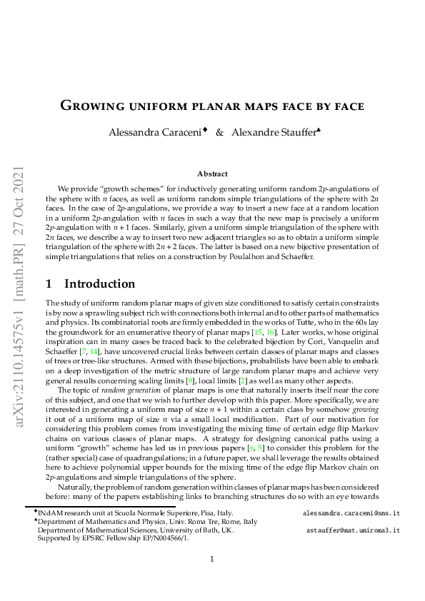 (PDF) Growing uniform planar maps face by face
