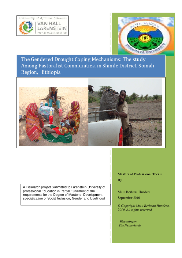 (PDF) The gendered drought coping mechanisms : the study among ...
