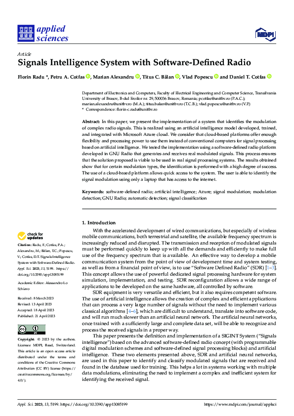 (PDF) Signals Intelligence System with Software-Defined Radio