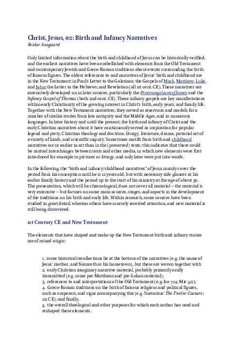 (PDF) Christ, Jesus, 02: Birth and Infancy Narratives