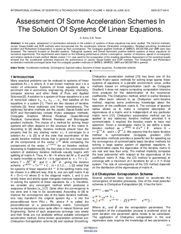 (PDF) Assessment Of Some Acceleration Schemes In The Solution Of ...