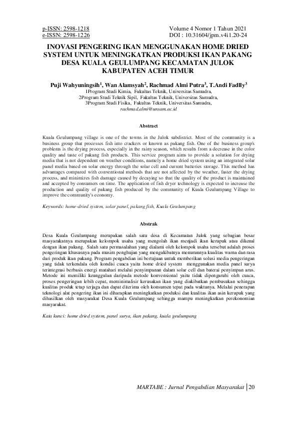 (PDF) Inovasi Pengering Ikan Menggunakan Home Dried System Untuk ...