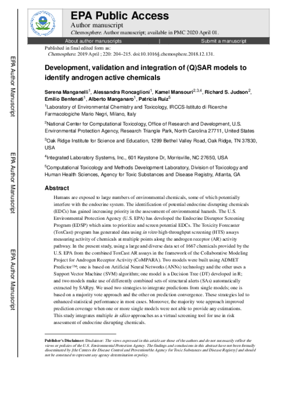 (PDF) Development, validation and integration of in silico models to identify androgen active ...