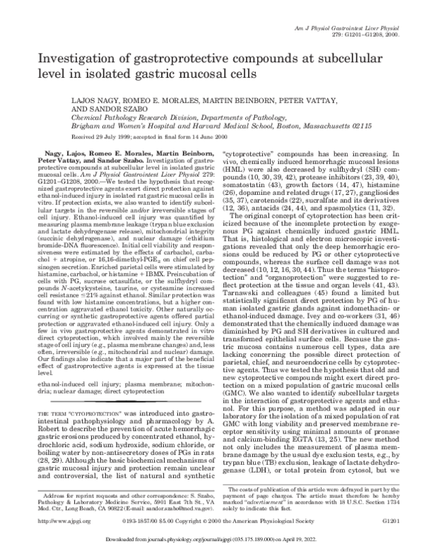 (PDF) Investigation of gastroprotective compounds at subcellular level ...