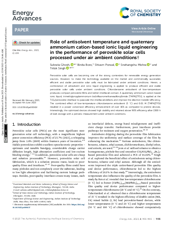 (PDF) Role of Antisolvent Temperature and Quaternary Ammonium Cation ...